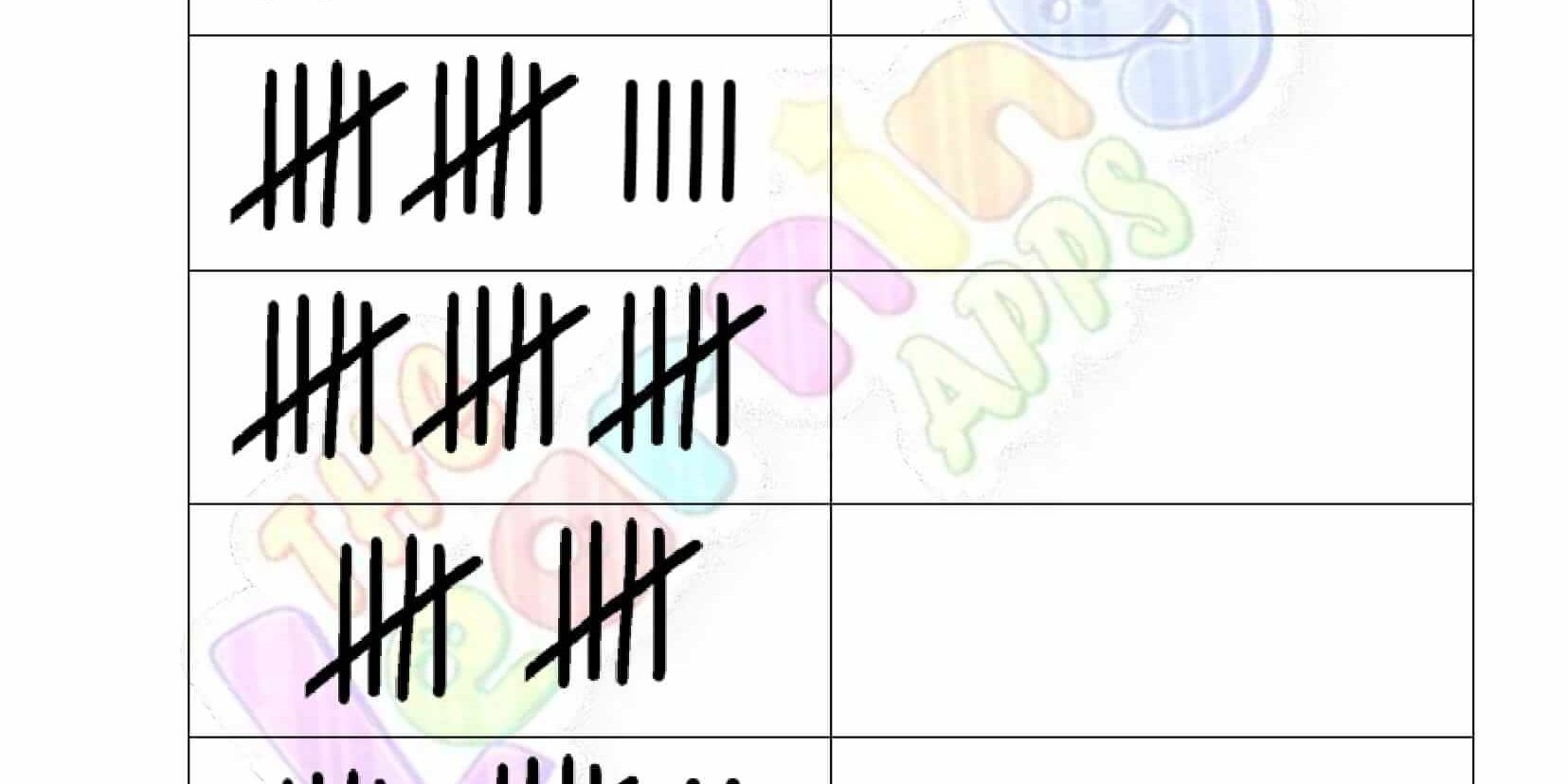 Download our free printable Tally Mark Worksheet 01 for kids