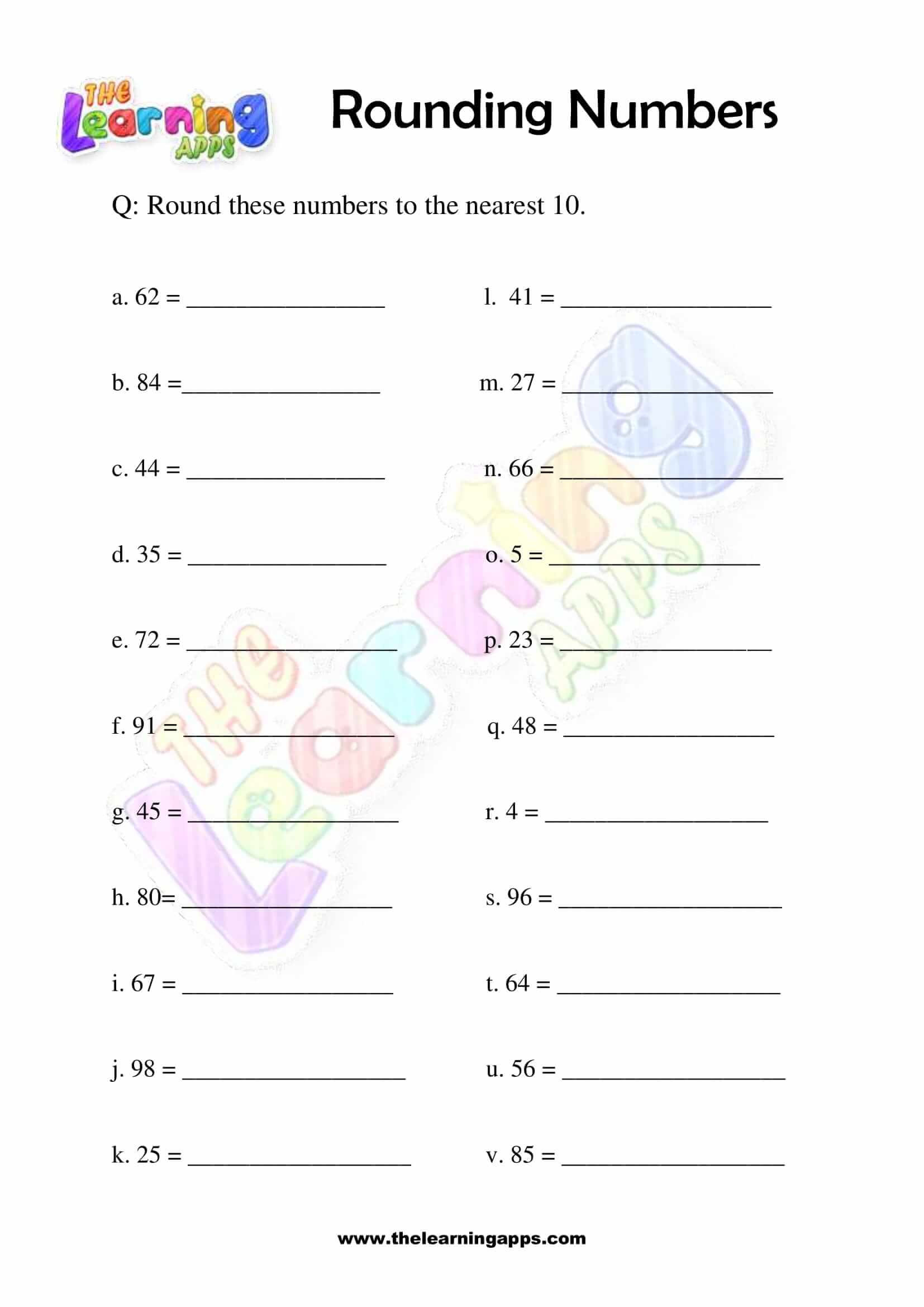 Download Free Printable Rounding Worksheets for Grade 1