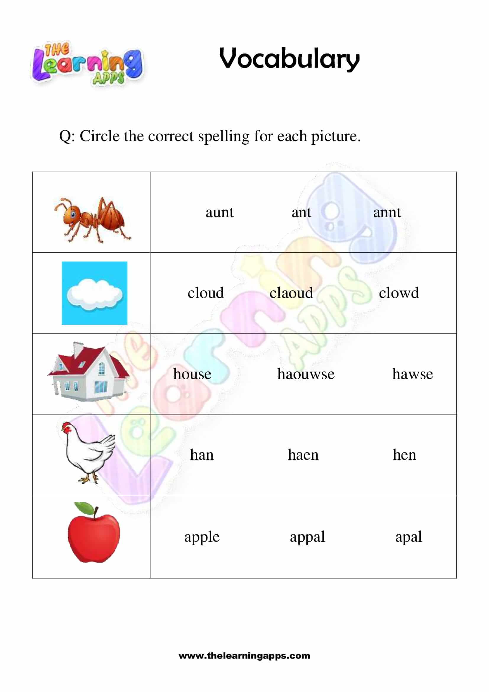 Free Printable Vocabulary Worksheets - The Learning Apps